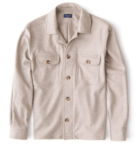 Beige Wool and Cashmere Knit Overshirt by Proper Cloth