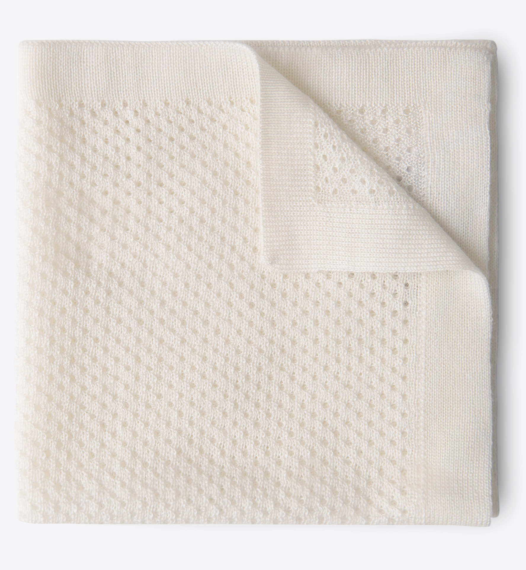 Cream Cashmere and Silk Knit Pocket Square by Proper Cloth
