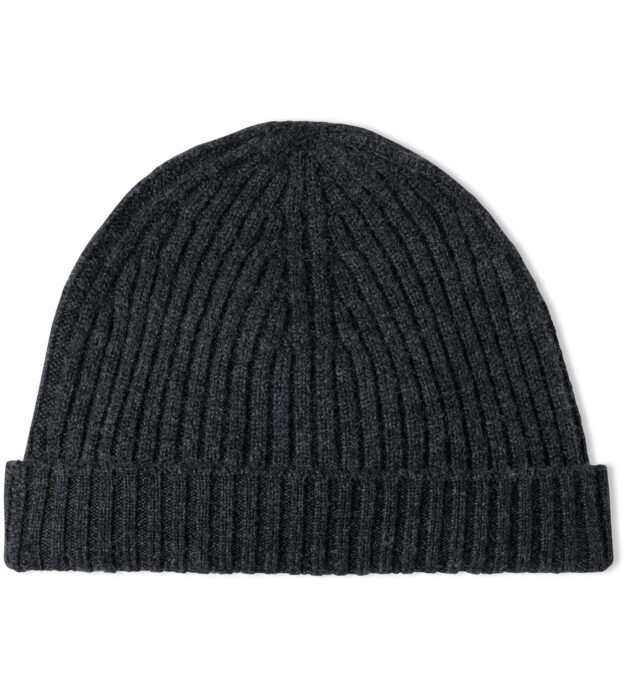 Charcoal Cashmere Ribbed Beanie by Proper Cloth