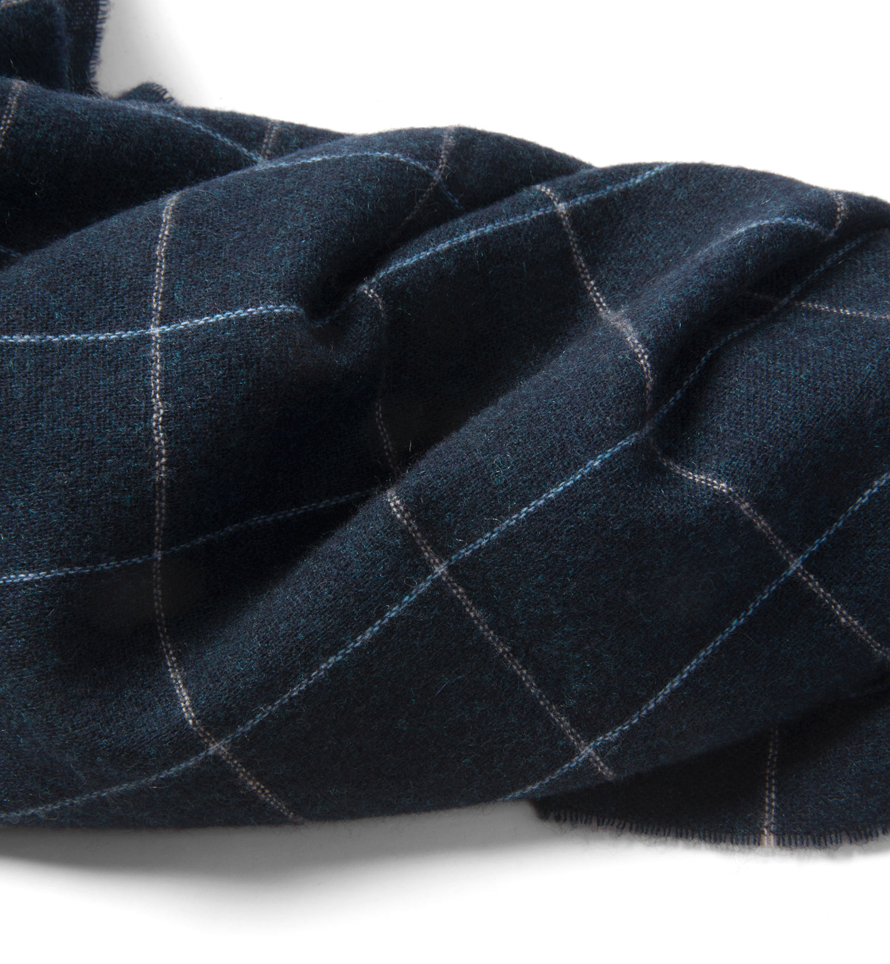 Navy Windowpane Cashmere Scarf by Proper Cloth
