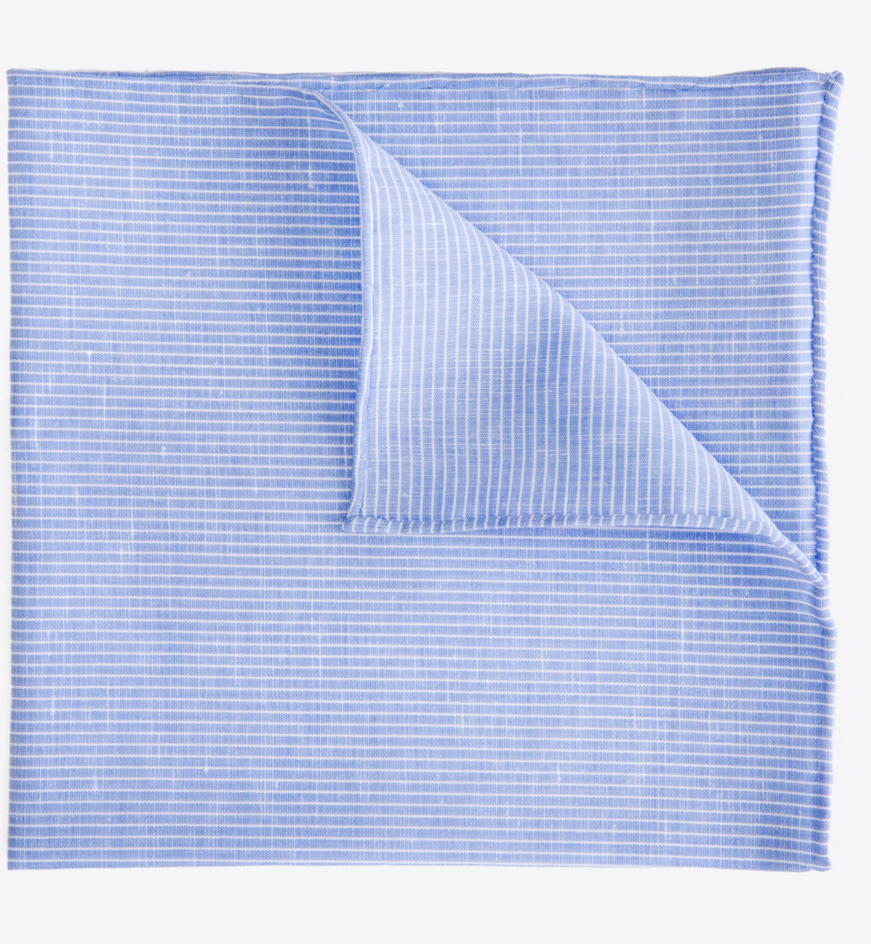 Blue Fine Stripe Cotton Linen Pocket Square by Proper Cloth