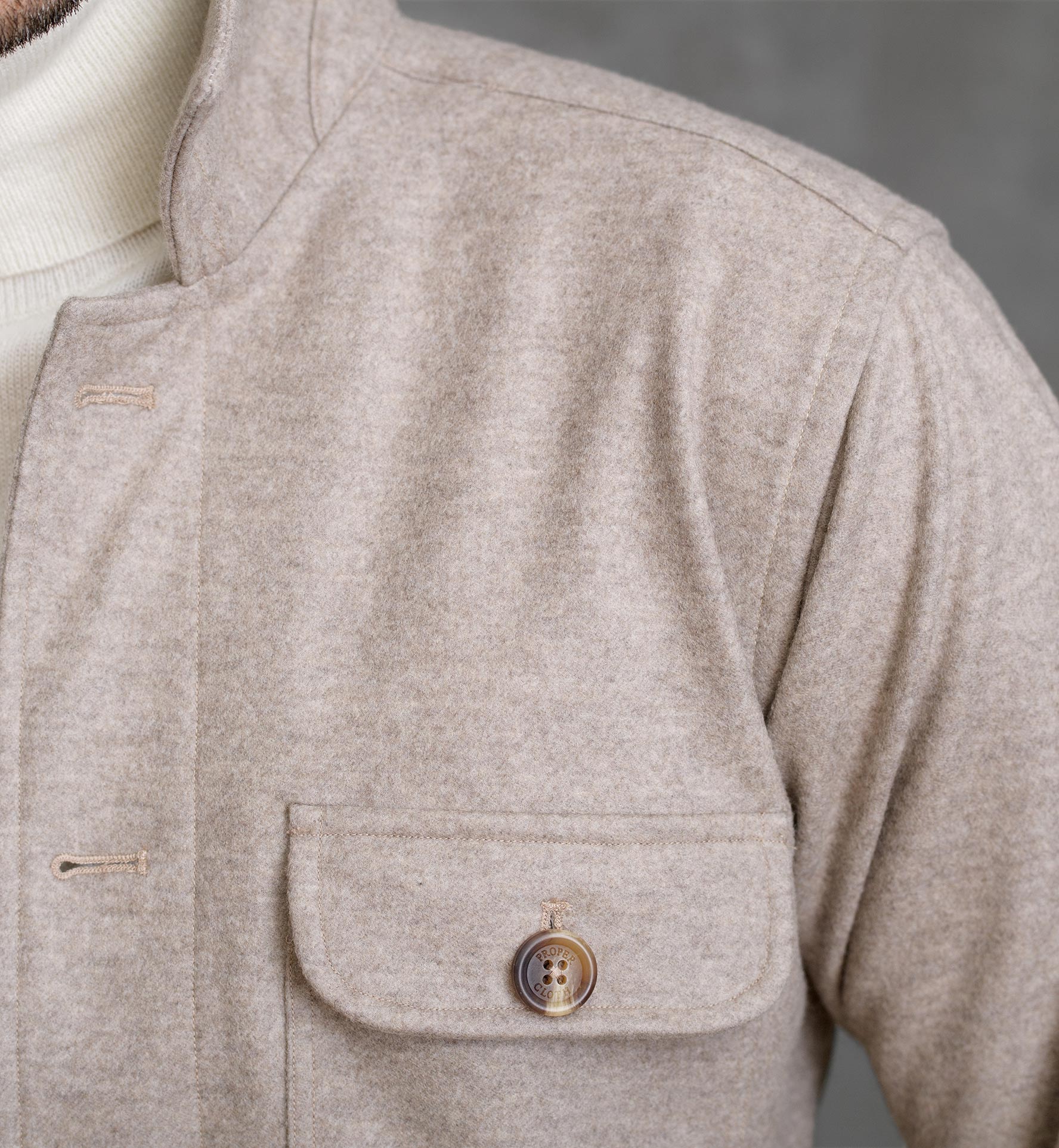 Beige Wool and Cashmere Knit Overshirt by Proper Cloth