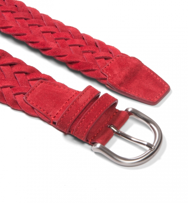 Red Suede Braided Belt by Proper Cloth