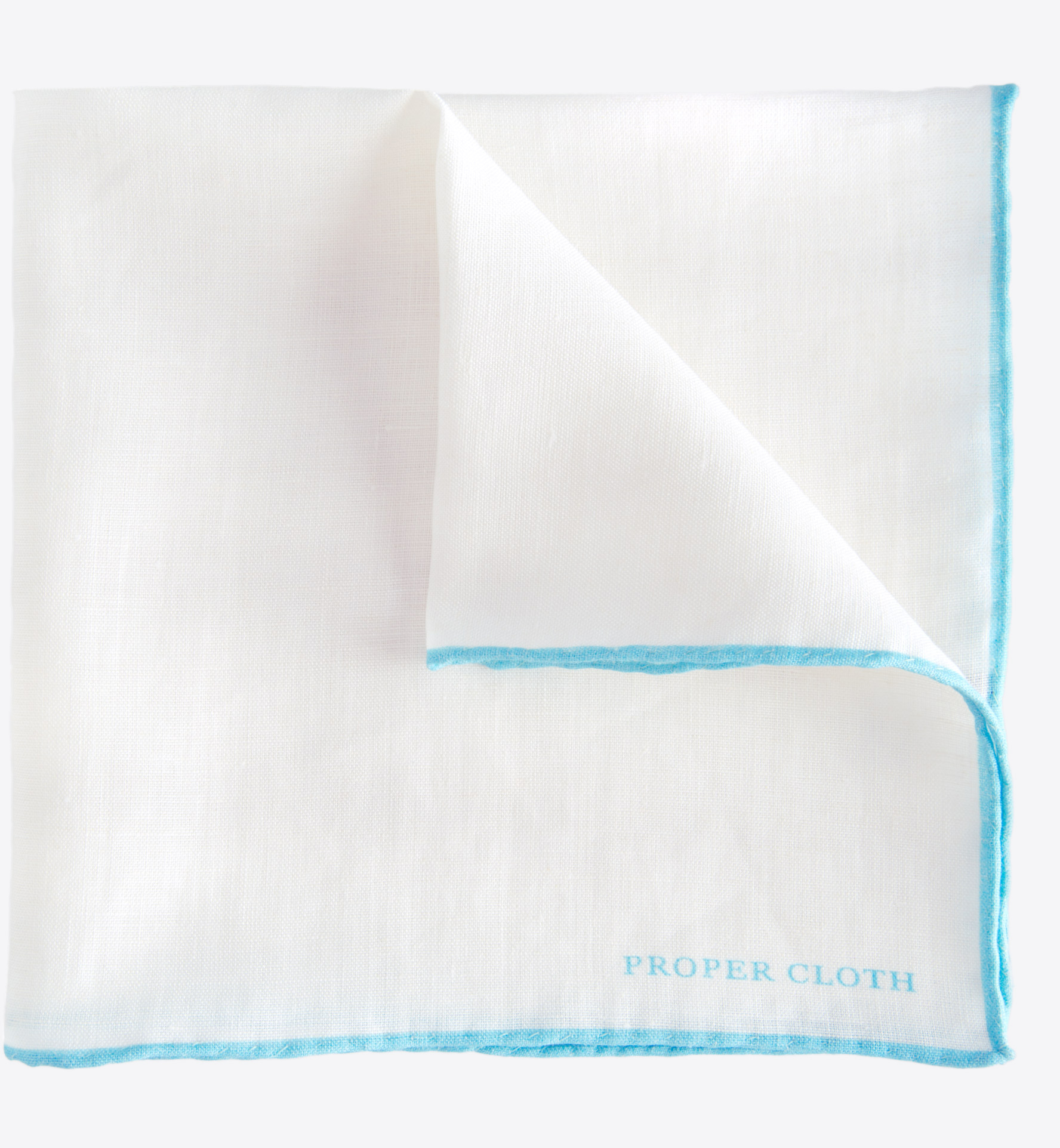 Natural Aqua Tipped Pocket Square by Proper Cloth