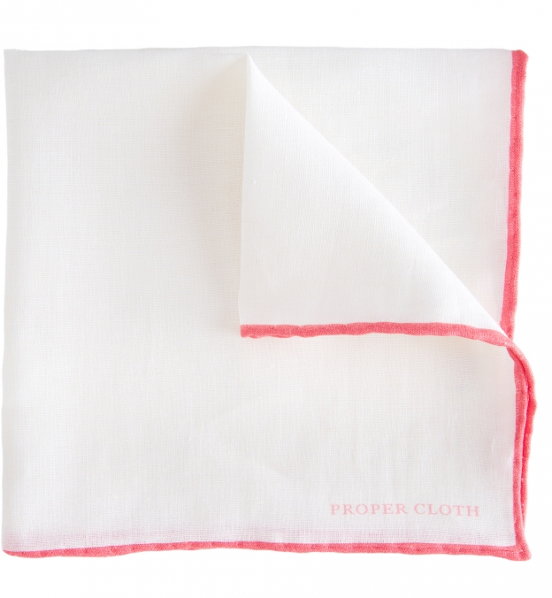 Natural Coral Tipped Pocket Square by Proper Cloth