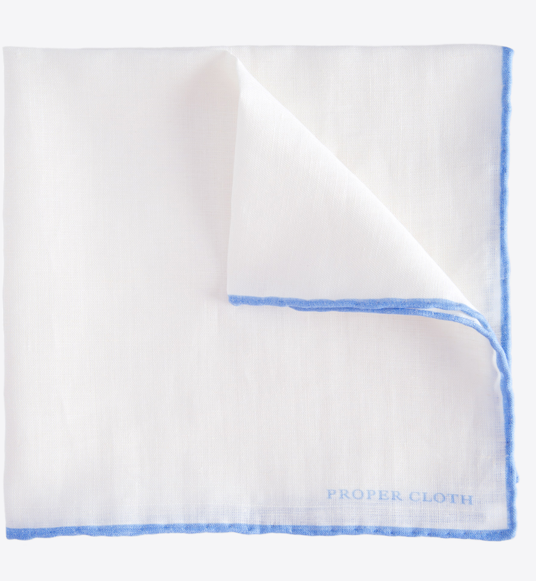 Natural Light Blue Tipped Pocket Square by Proper Cloth