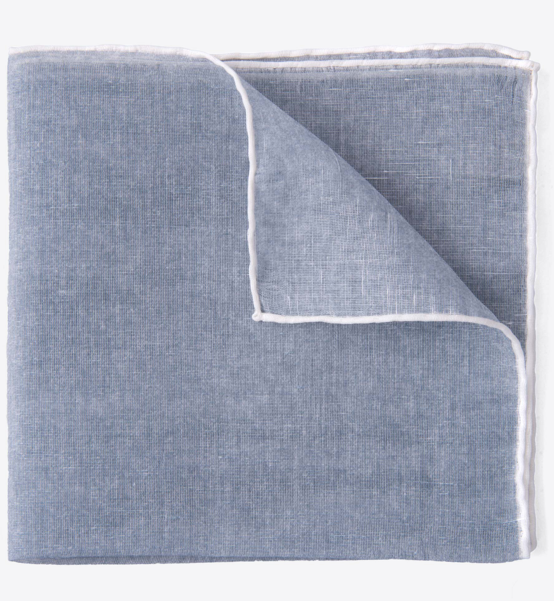 Grey and White Cotton Linen Pocket Square by Proper Cloth