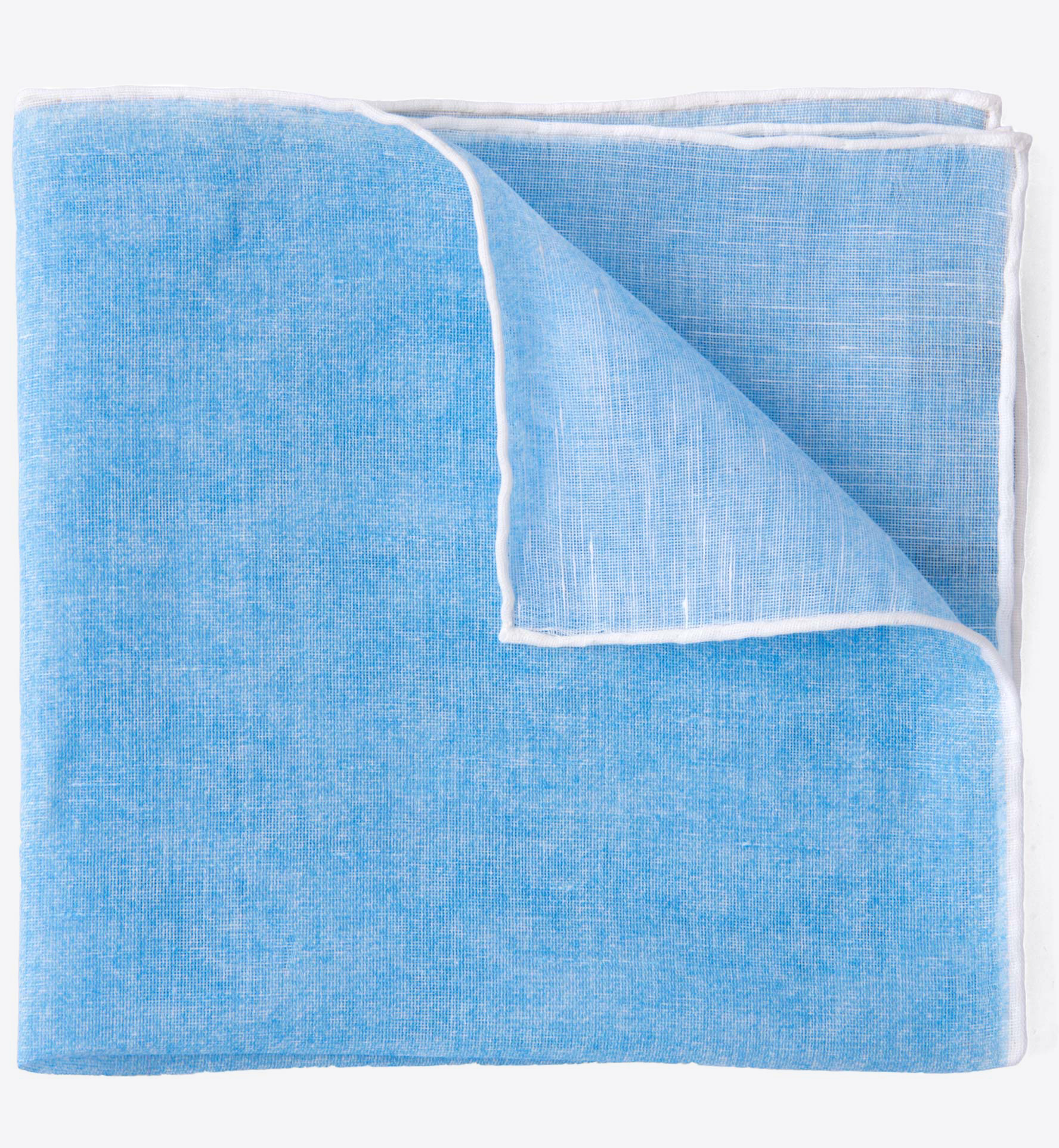Light Blue Cotton Linen Pocket Square by Proper Cloth