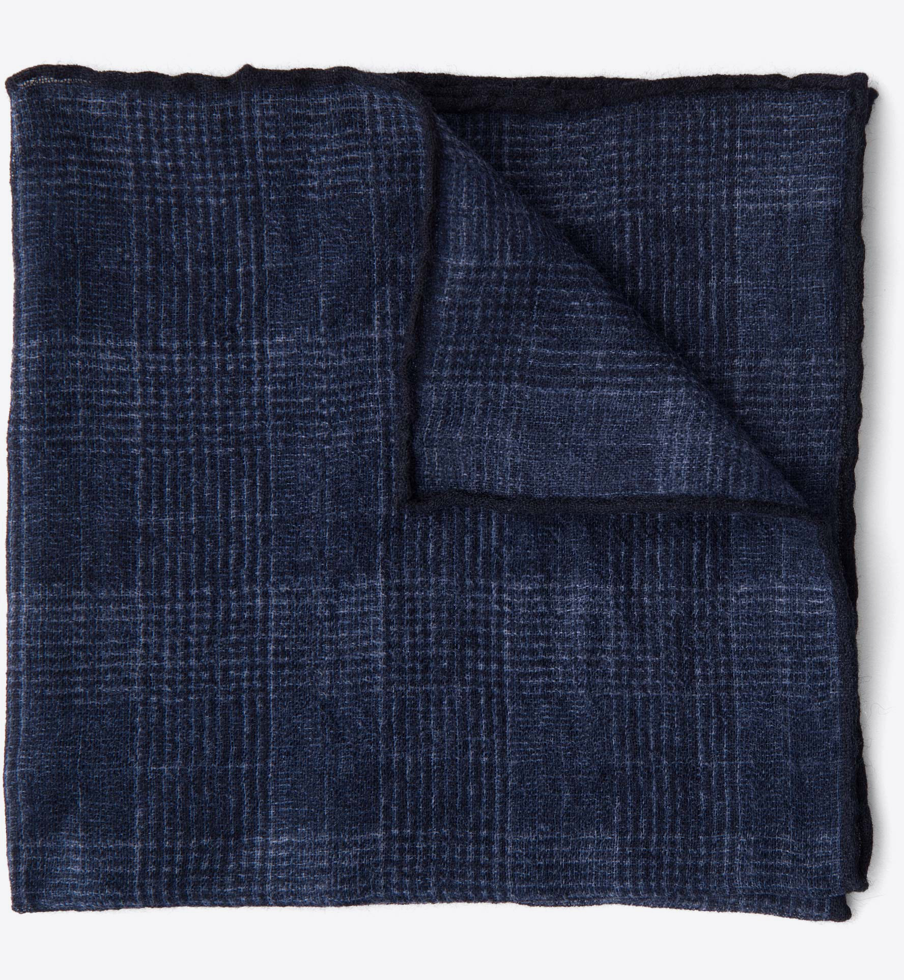 Navy Glen Plaid Wool Pocket Square by Proper Cloth