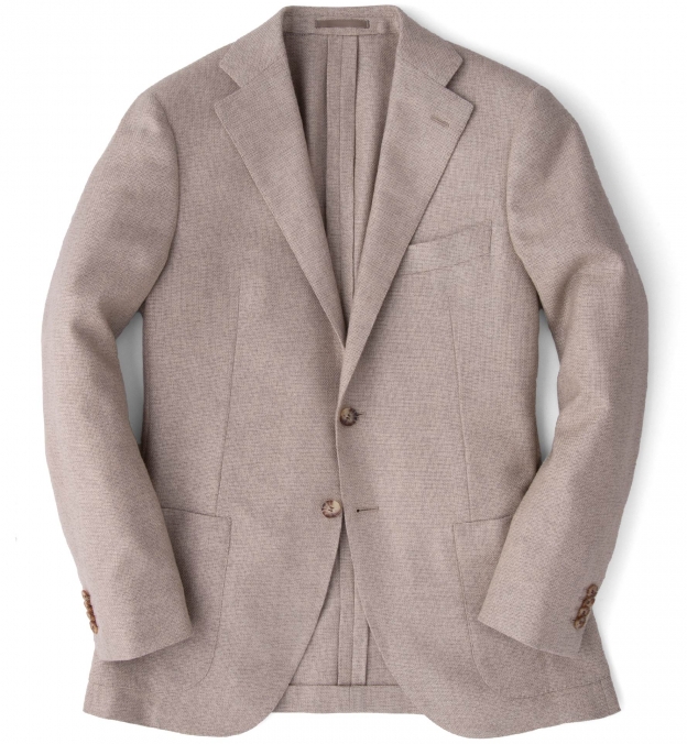 Hudson Beige Wool Cashmere Basketweave Jacket by Proper Cloth