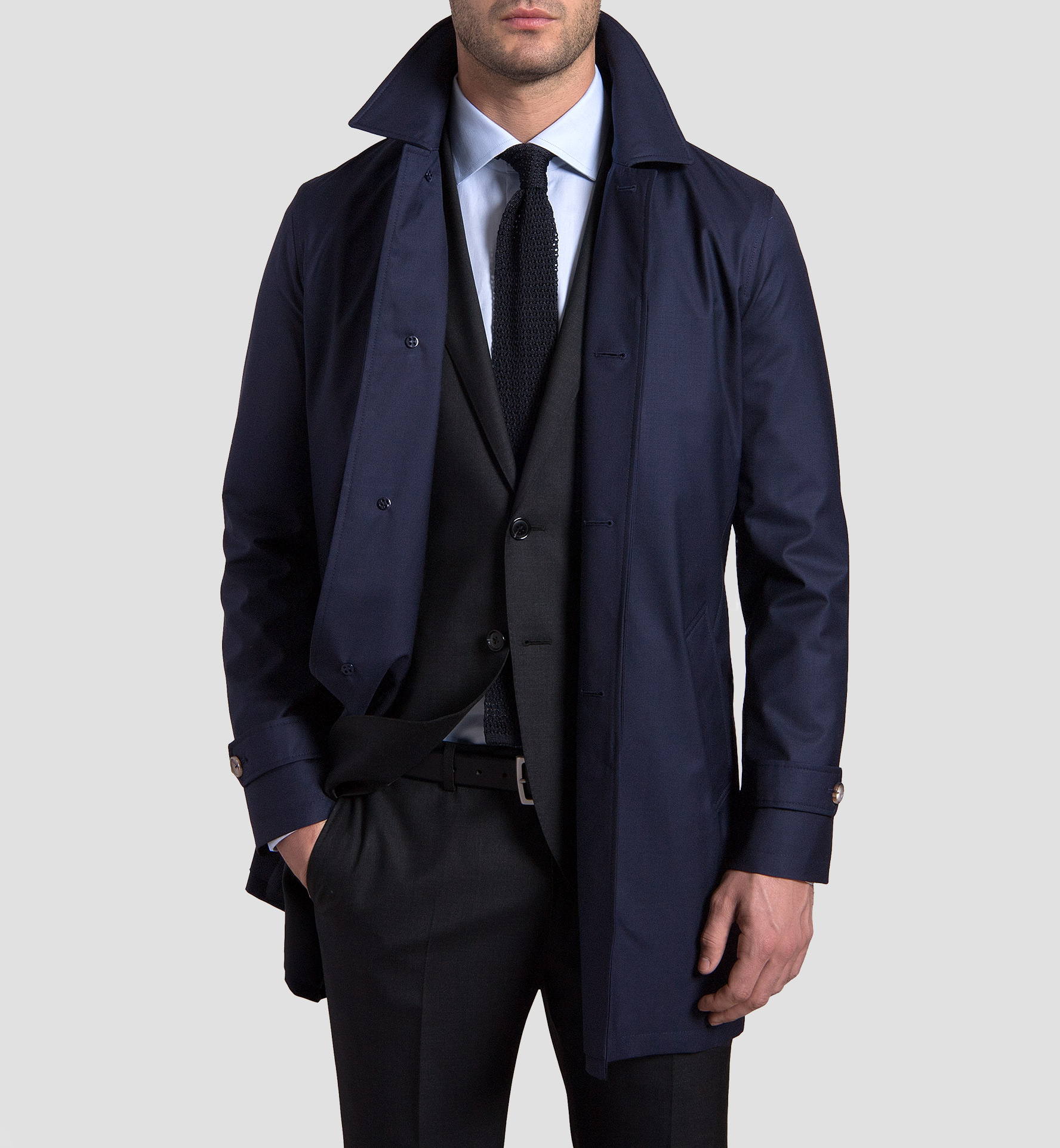 Lazio Storm System Navy Raincoat by Proper Cloth