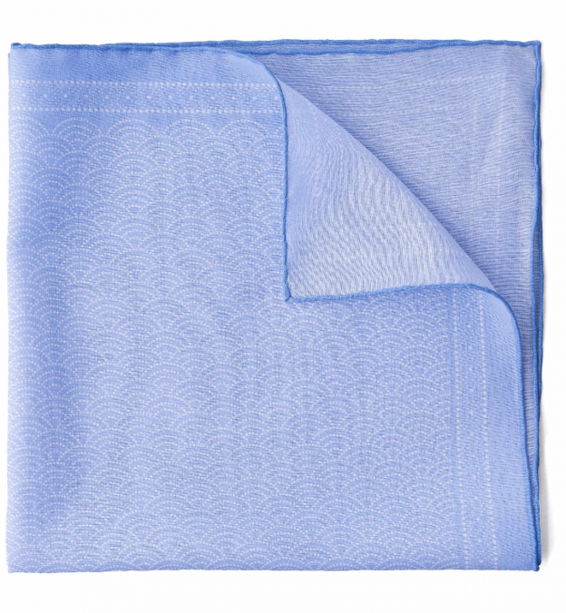 Light Blue Printed Fan Cotton and Silk Pocket Square by Proper Cloth
