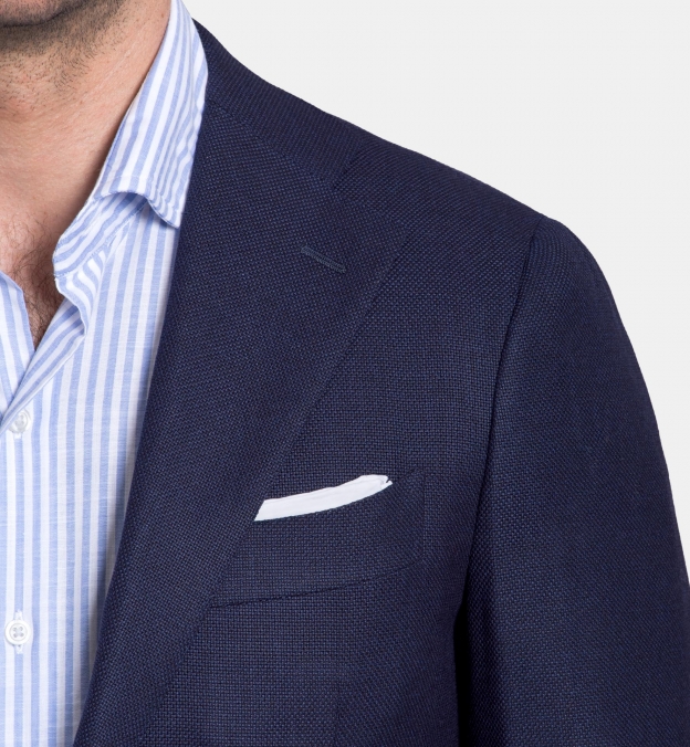 Hudson Navy Performance Wool Hopsack Jacket by Proper Cloth