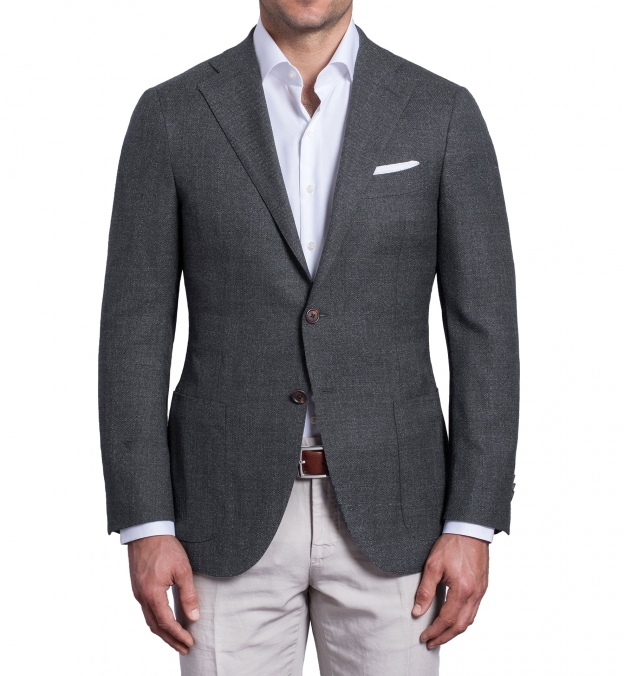Hudson Grey Melange Wool Hopsack Jacket by Proper Cloth
