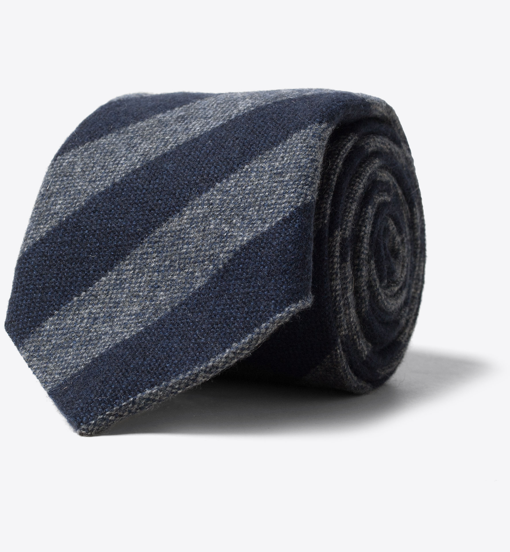 Grey and Navy Striped Cashmere Tie by Proper Cloth