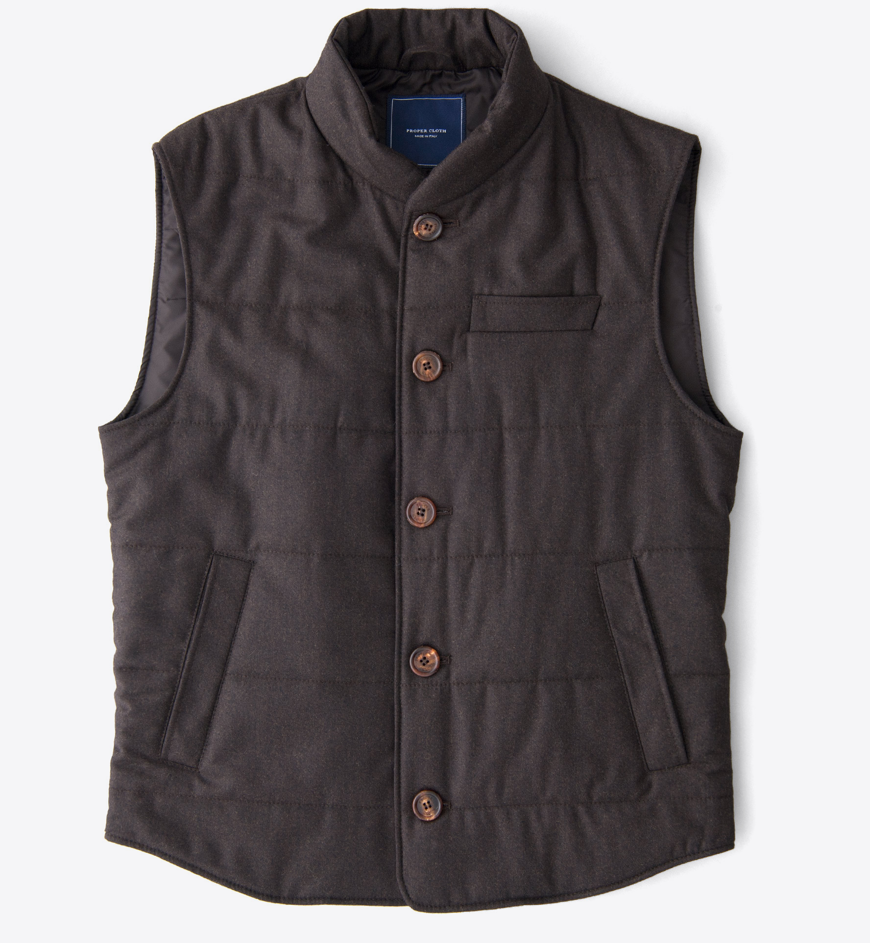Cortina I Brown Flannel Button Vest by Proper Cloth