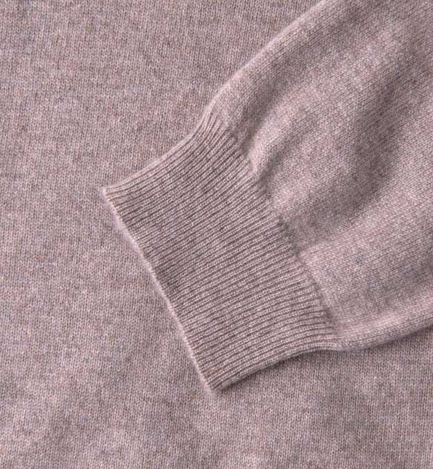 Beige Cashmere V-Neck Sweater by Proper Cloth