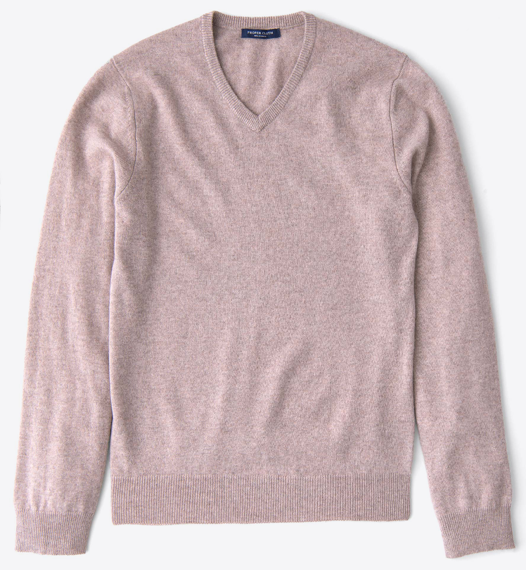 Beige Cashmere V Neck Sweater By Proper Cloth