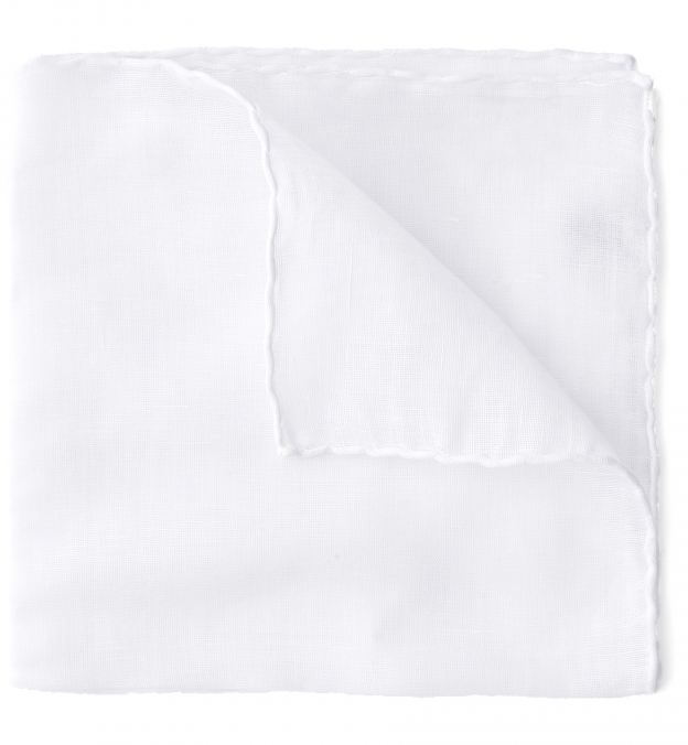 White Cotton and Linen Pocket Square by Proper Cloth