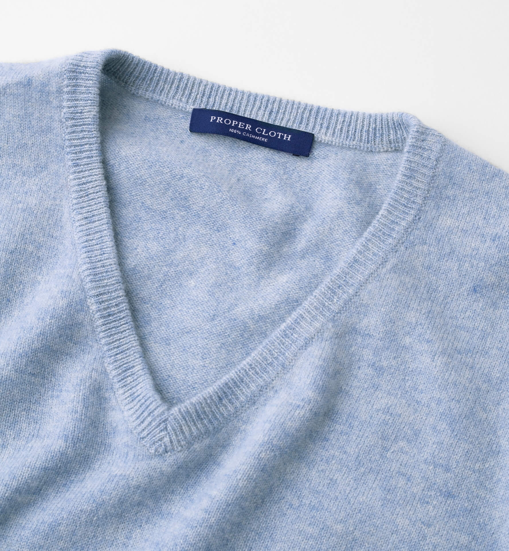 Light Blue Cashmere V-Neck Sweater by Proper Cloth