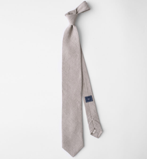Beige Solid Linen Tie by Proper Cloth