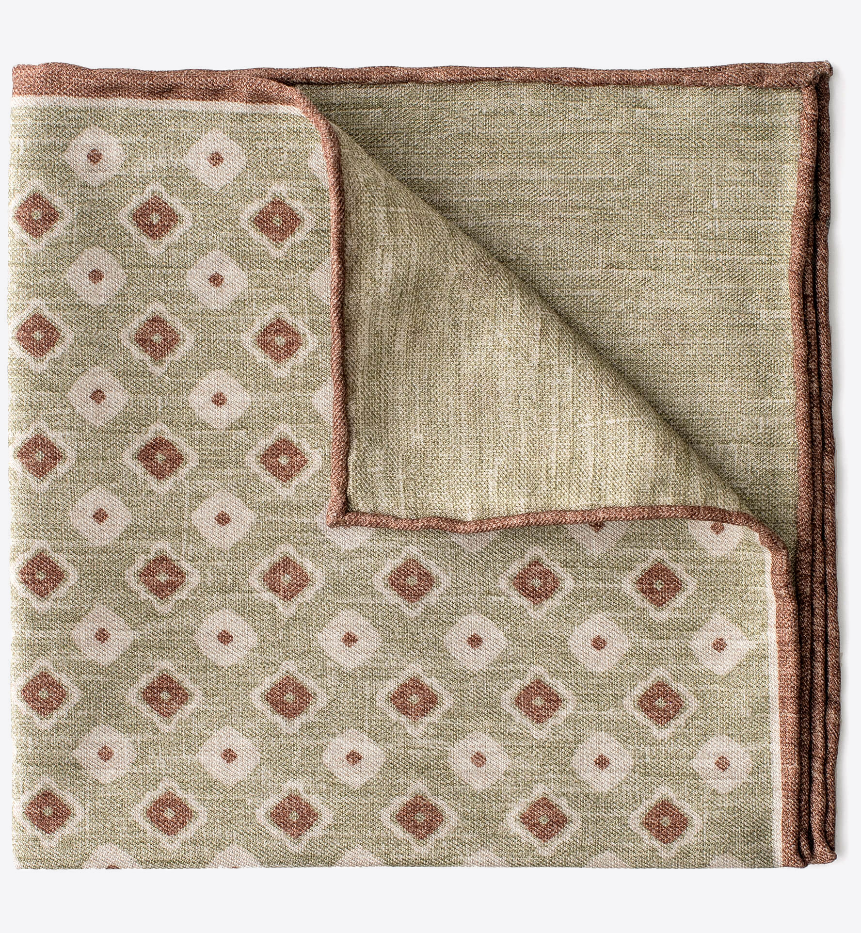 Faded Sage and Brown Tile Print Pocket Square by Proper Cloth