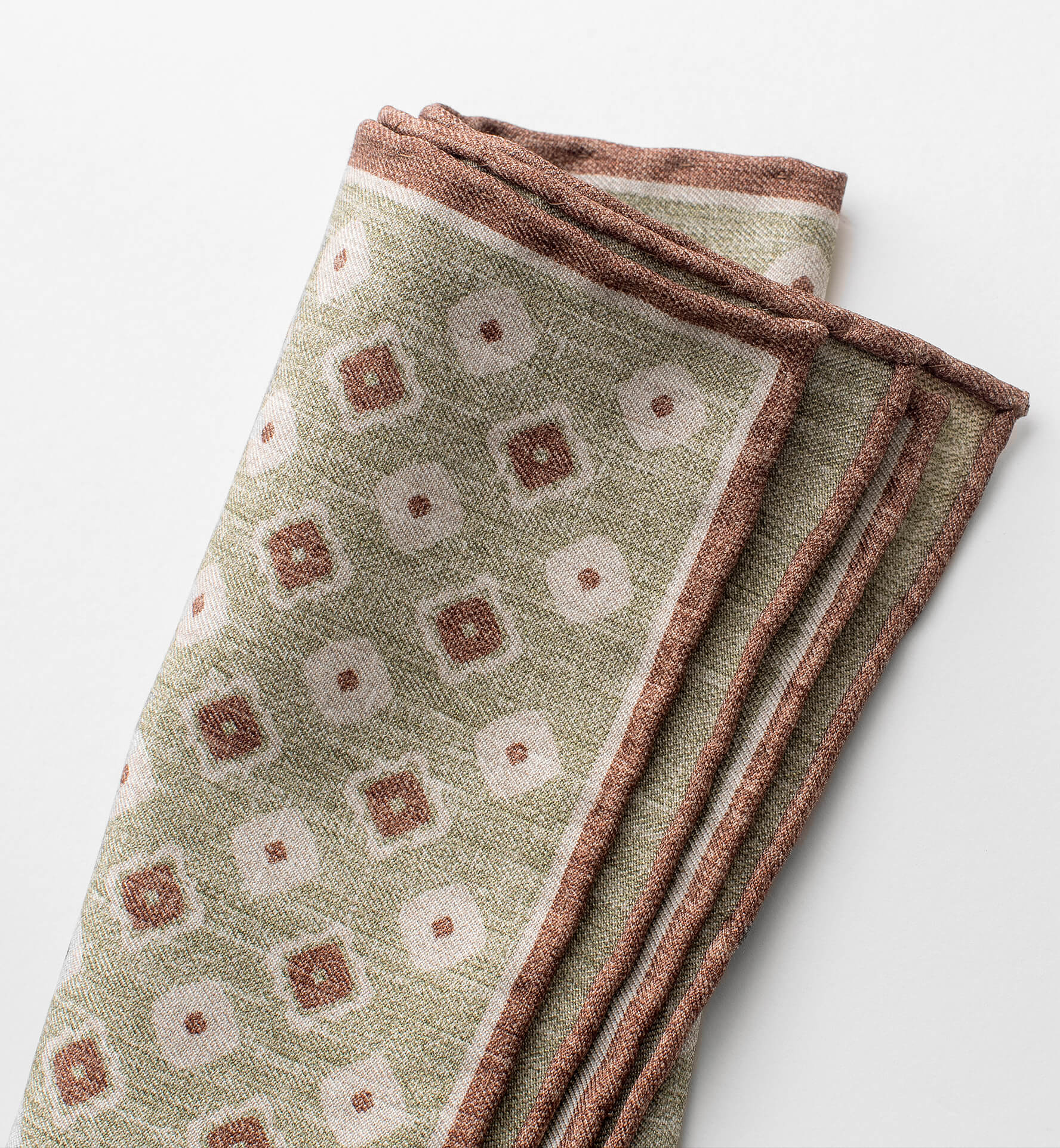 Faded Sage and Brown Tile Print Pocket Square by Proper Cloth