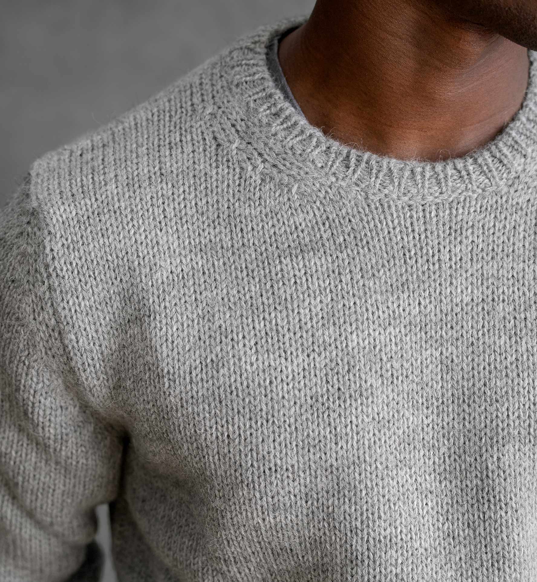 Grey Wool and Alpaca Heavy Crewneck Sweater by Proper Cloth