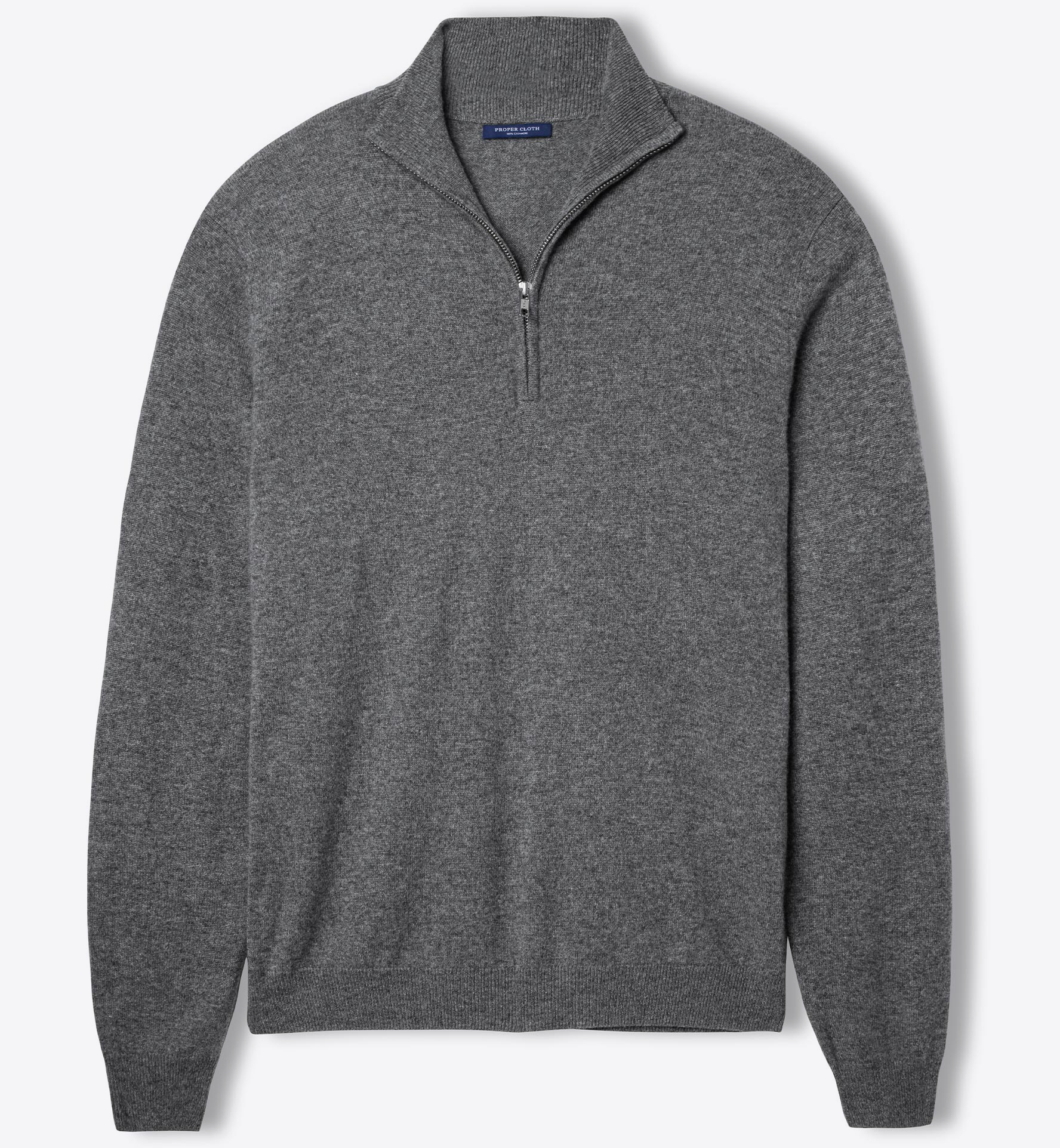 Grey Cashmere Half-Zip Sweater by Proper Cloth