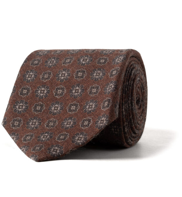 Rust Printed Wool Foulard Tie by Proper Cloth