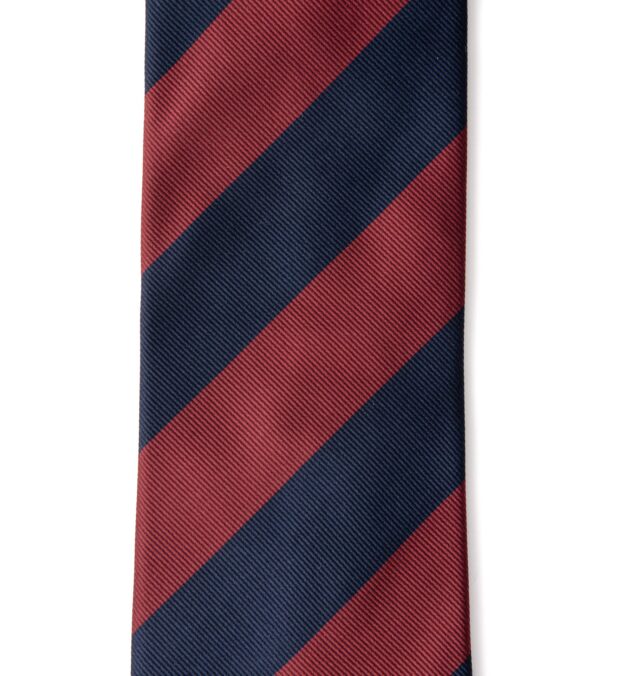 Red and Navy Stripe Repp Silk Tie by Proper Cloth