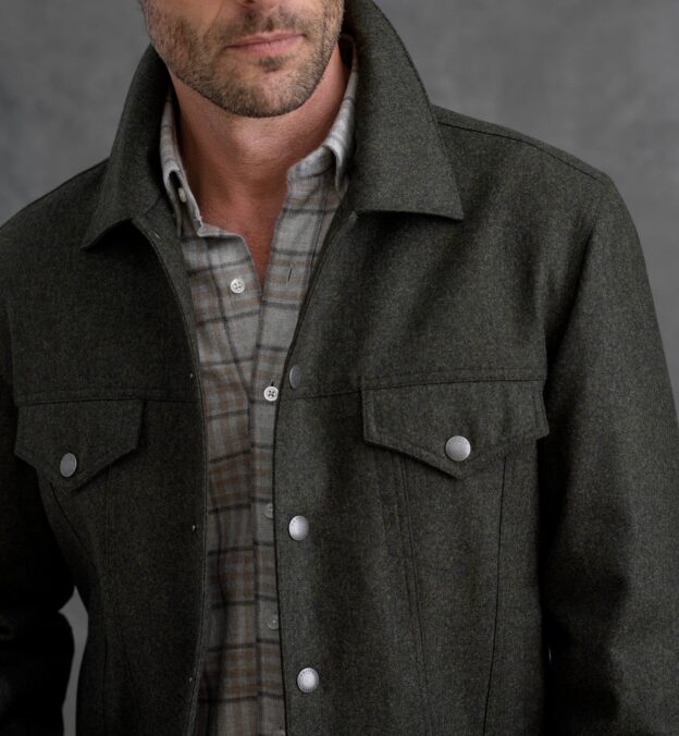 Lafayette Pine Wool Trucker Jacket by Proper Cloth