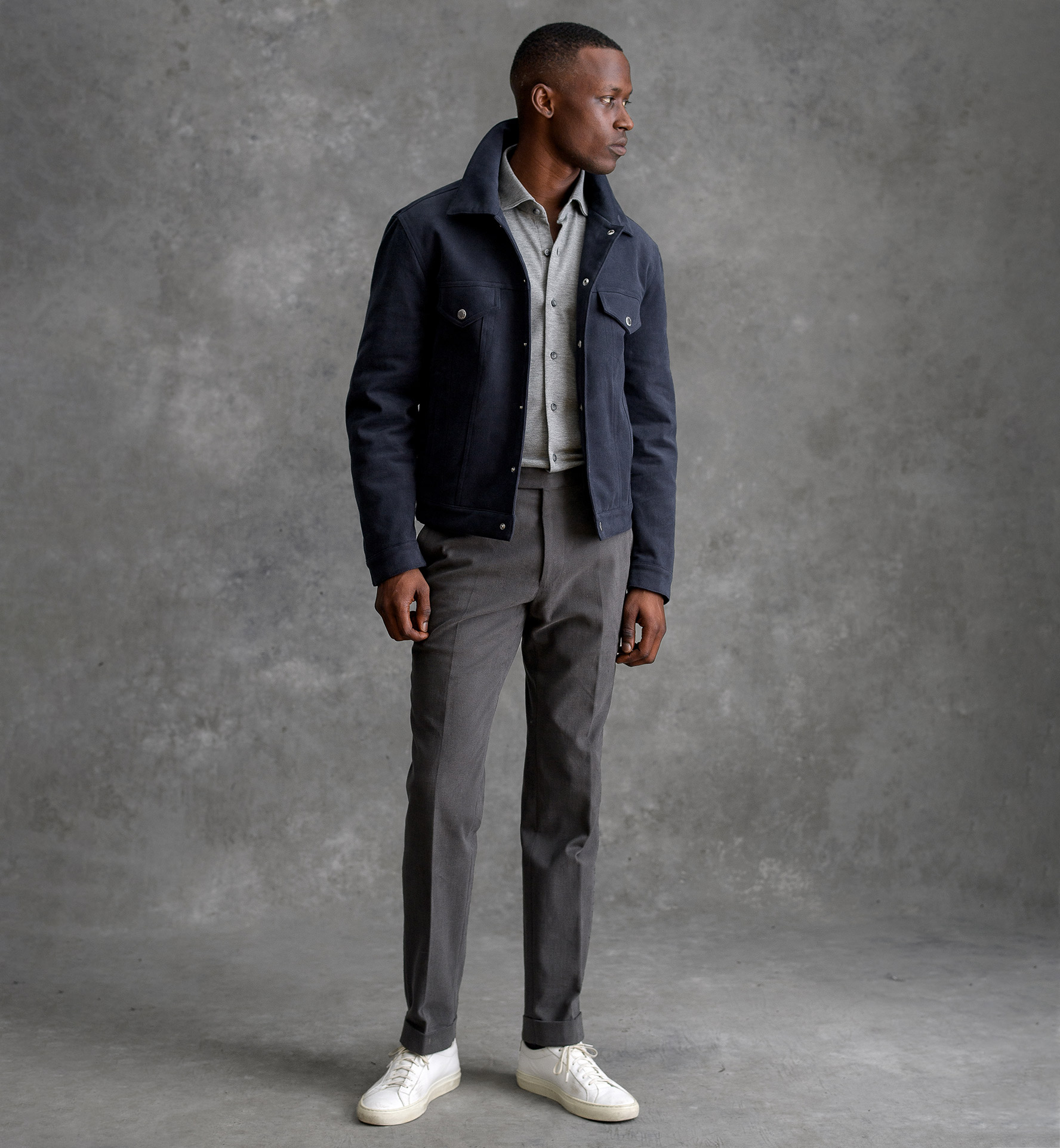 Lafayette Slate Brushed Cotton Jacket by Proper Cloth