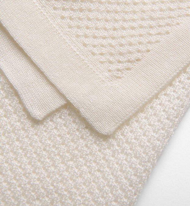 Cream Cashmere and Silk Knit Pocket Square by Proper Cloth