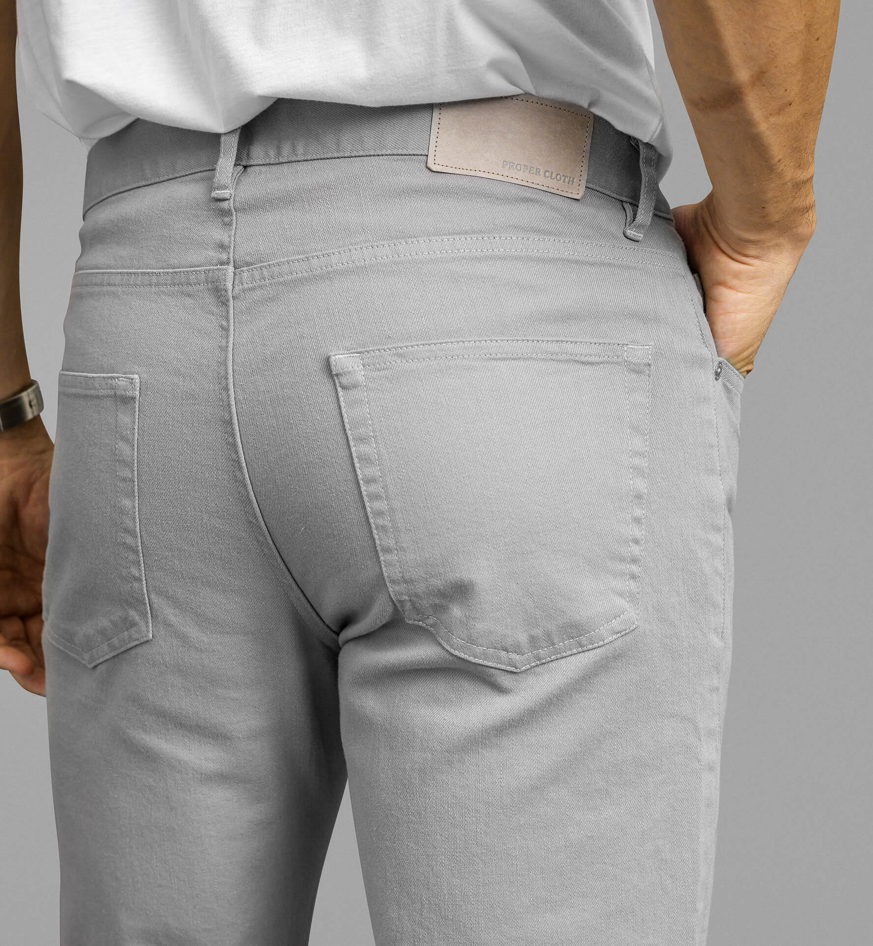 Novara Grey Lightweight Slub 5-Pocket - Custom Fit Pants