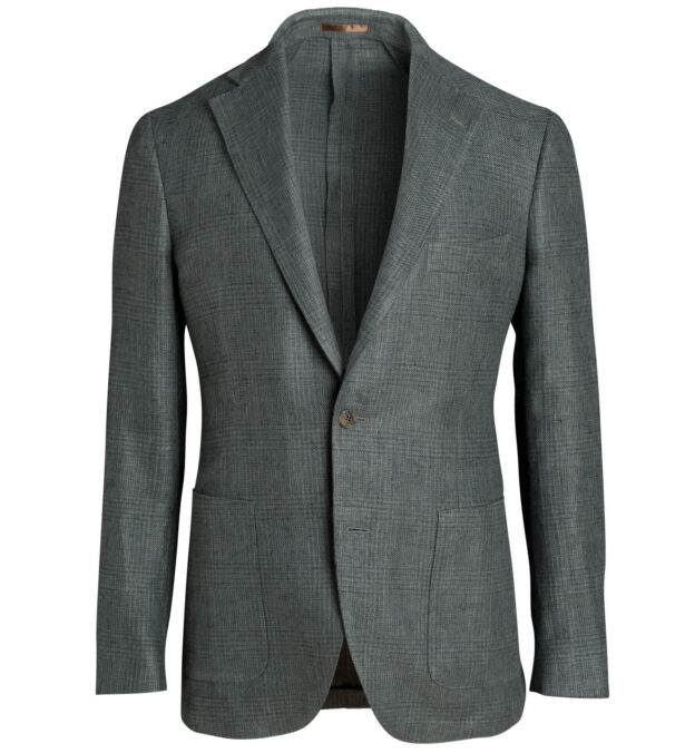Bedford Faded Green Glen Plaid Linen and Wool Jacket - Custom Fit ...