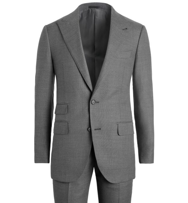 Peak Lapel Reda Grey Micro Texture Stretch Allen Suit - Custom Fit ...