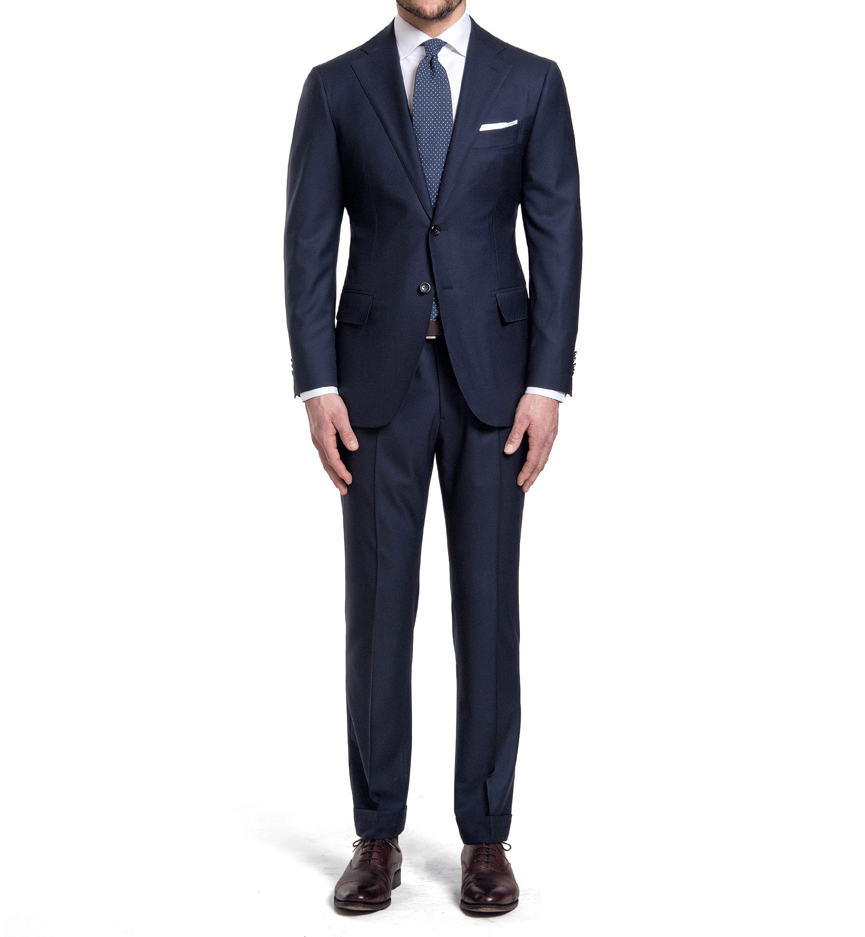 Mercer Navy S150s Wool Suit with Cuffed Trouser - Custom Fit Tailored ...