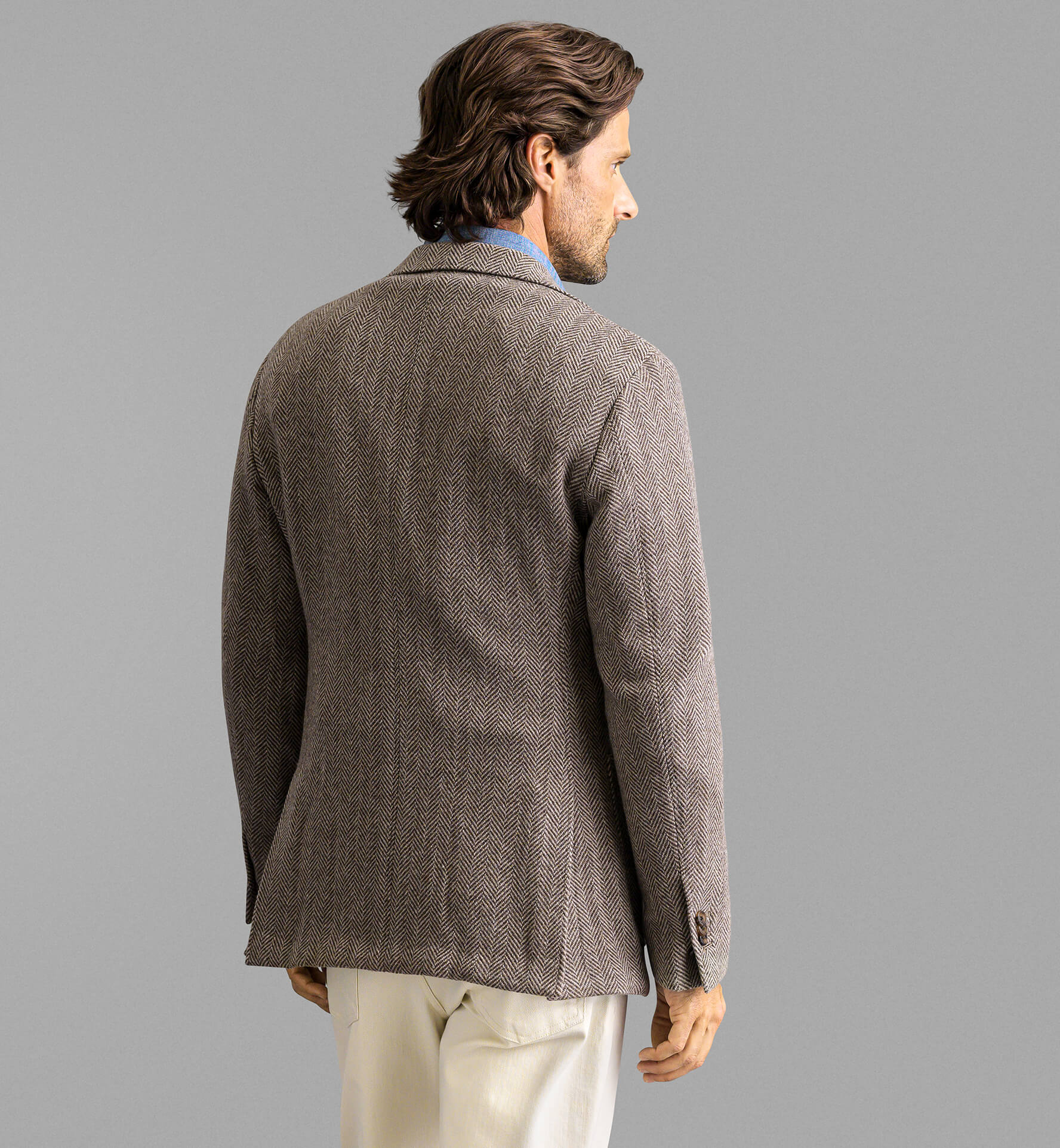 Waverly Light Brown Lambswool Herringbone Jacket - Custom Fit Tailored ...