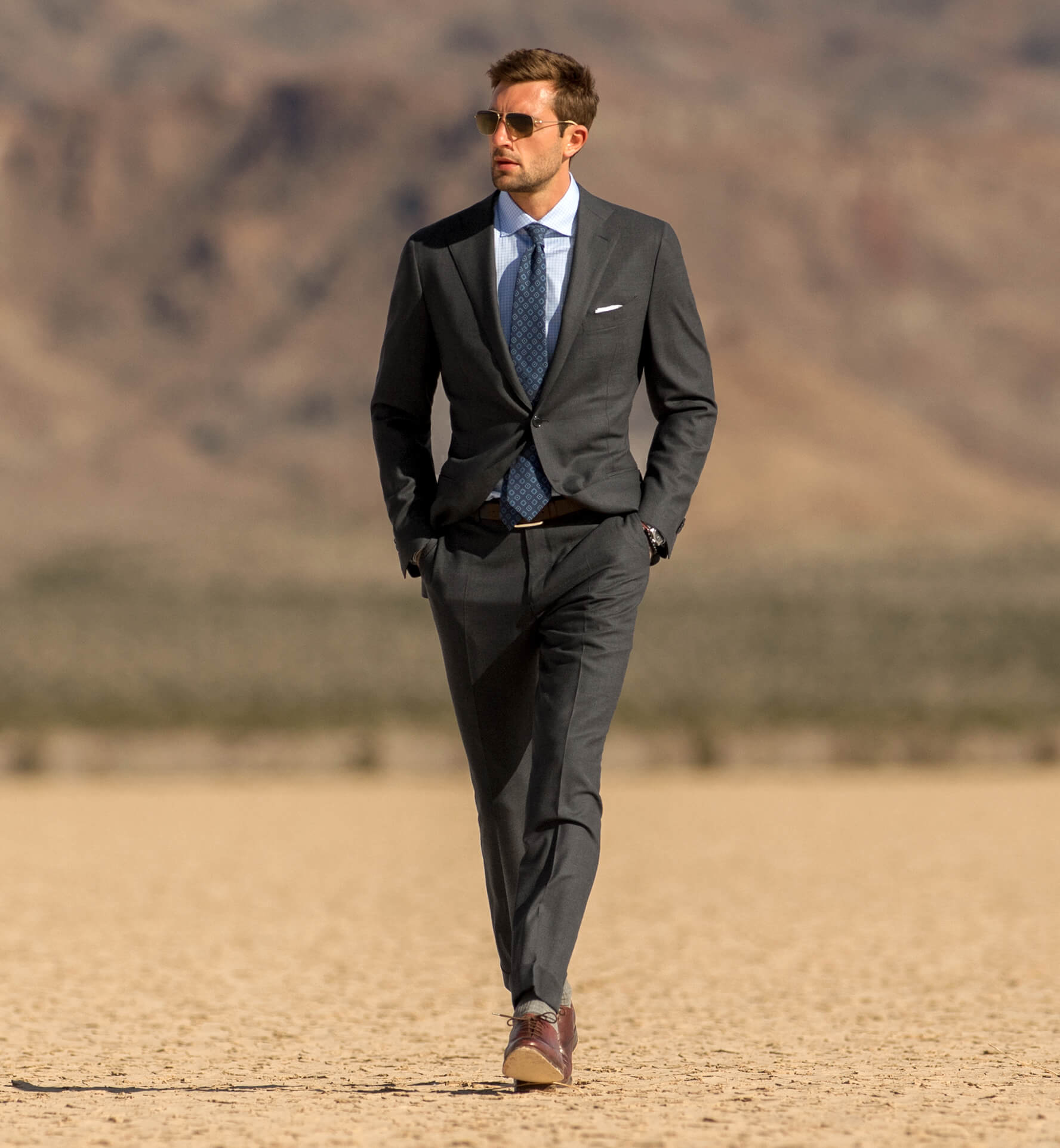 Allen Grey S110s Wool Suit with Cuffed Trouser - Custom Fit Tailored ...