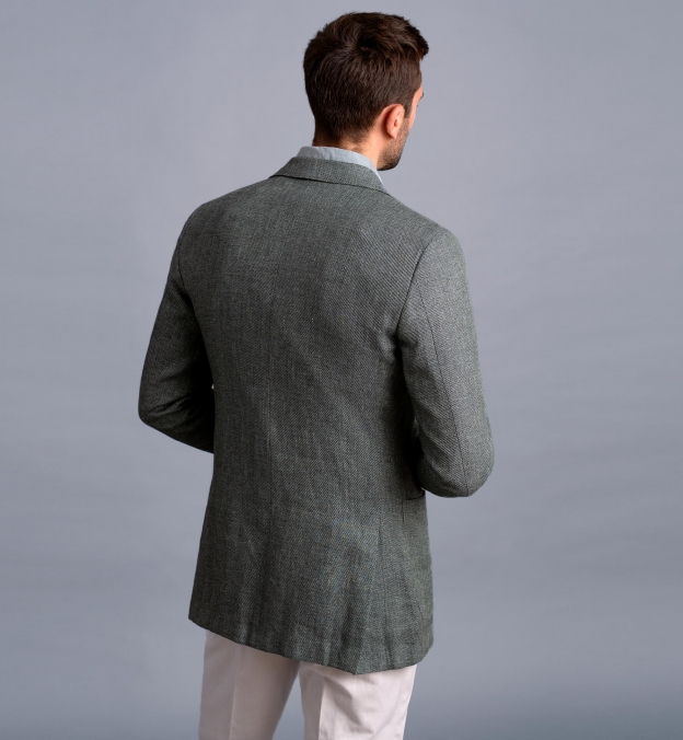 Bedford Sage Linen and Wool Hopsack Jacket - Custom Fit Tailored Clothing