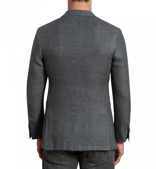 Bedford Grey Linen and Wool Hopsack Jacket - Custom Fit Tailored Clothing