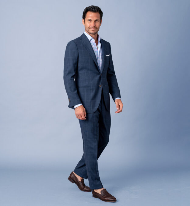 Allen Blue S130s Windowpane Suit - Custom Fit Tailored Clothing