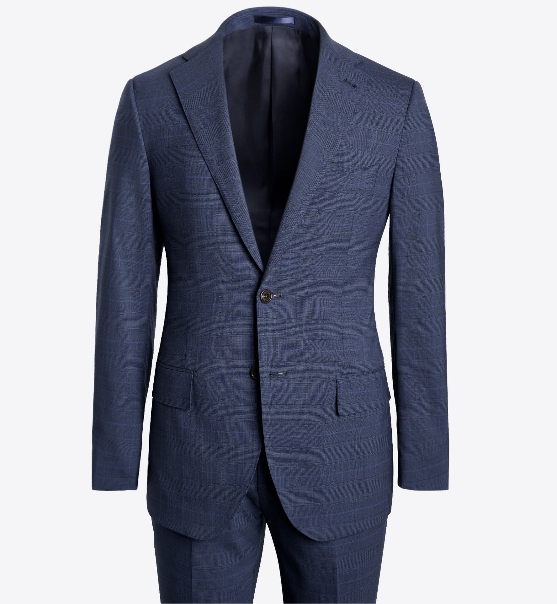 Allen Navy Prince of Wales Stretch Wool Suit - Custom Fit Tailored Clothing