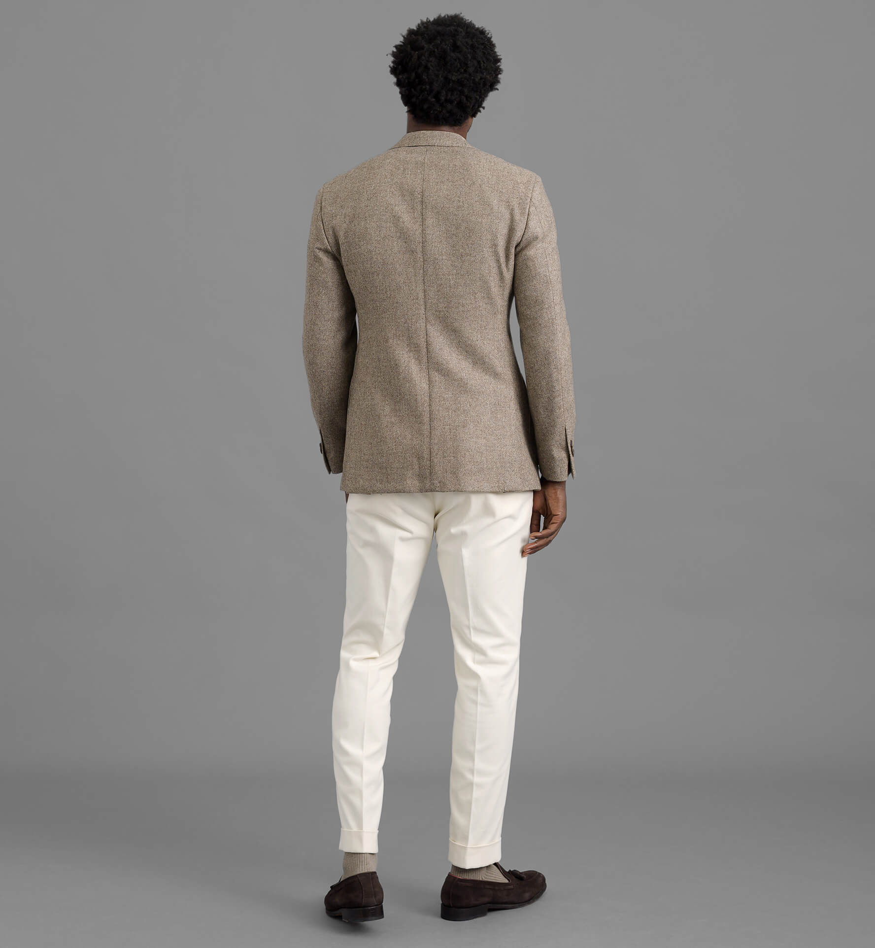 Bedford Taupe Herringbone Tweed Jacket - Custom Fit Tailored Clothing