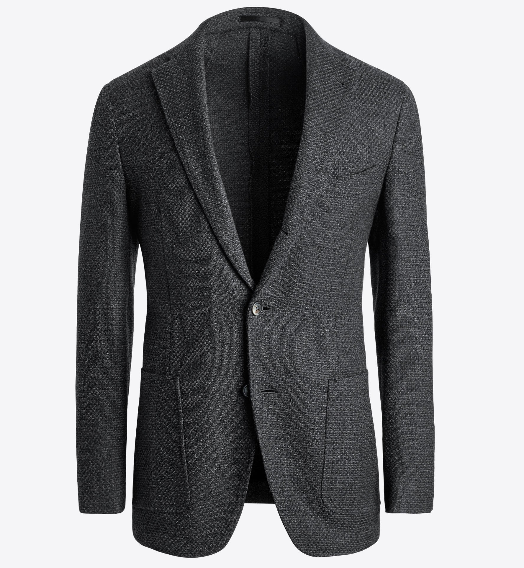 Waverly Charcoal Textured Wool Flannel Jacket - Custom Fit Tailored ...