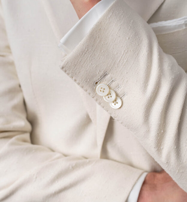 Mayfair Cream Silk and Wool Slub Weave Dinner Jacket - Custom Fit ...