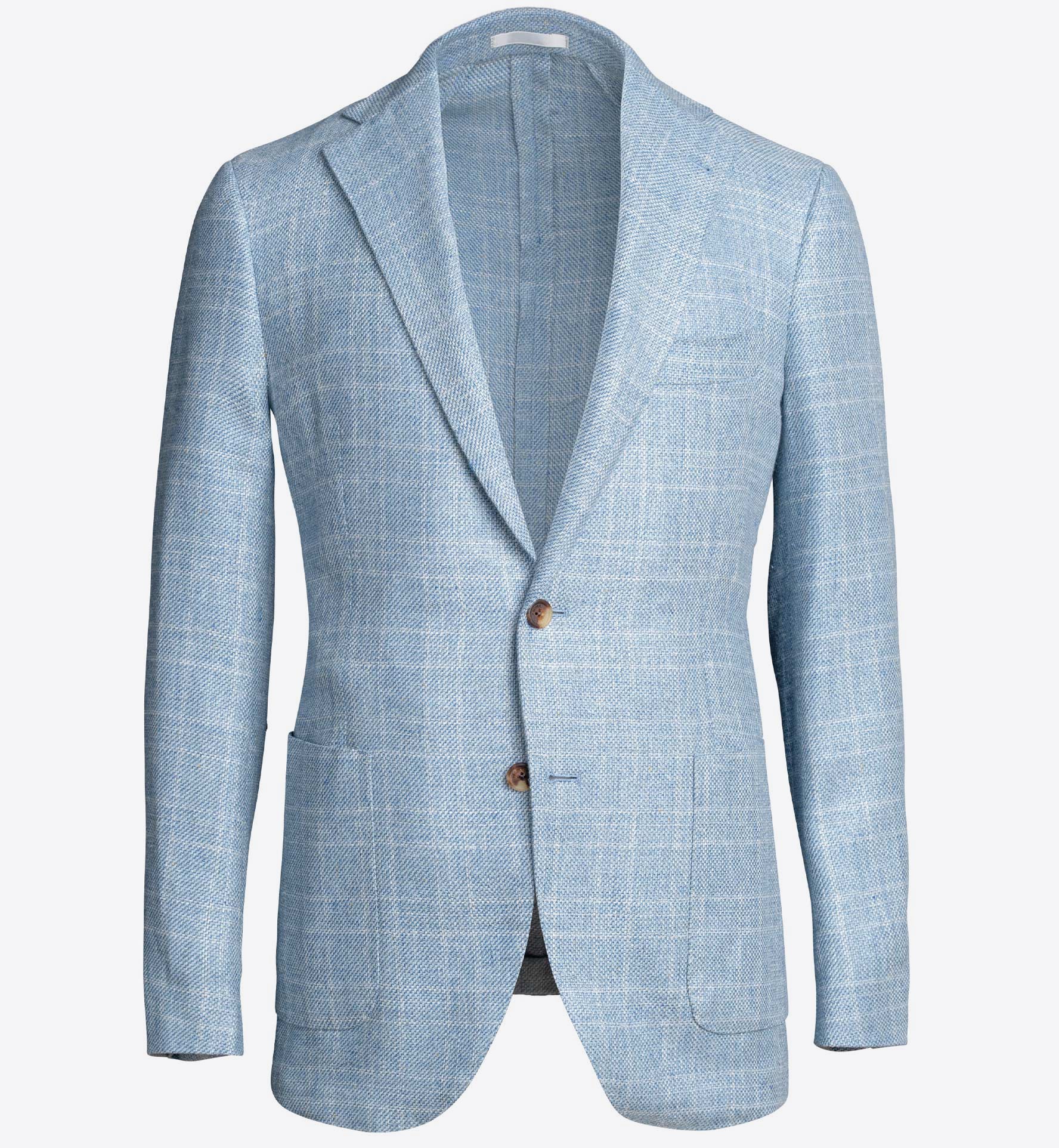 Bedford Light Blue Plaid Summer Blend Jacket - Custom Fit Tailored Clothing