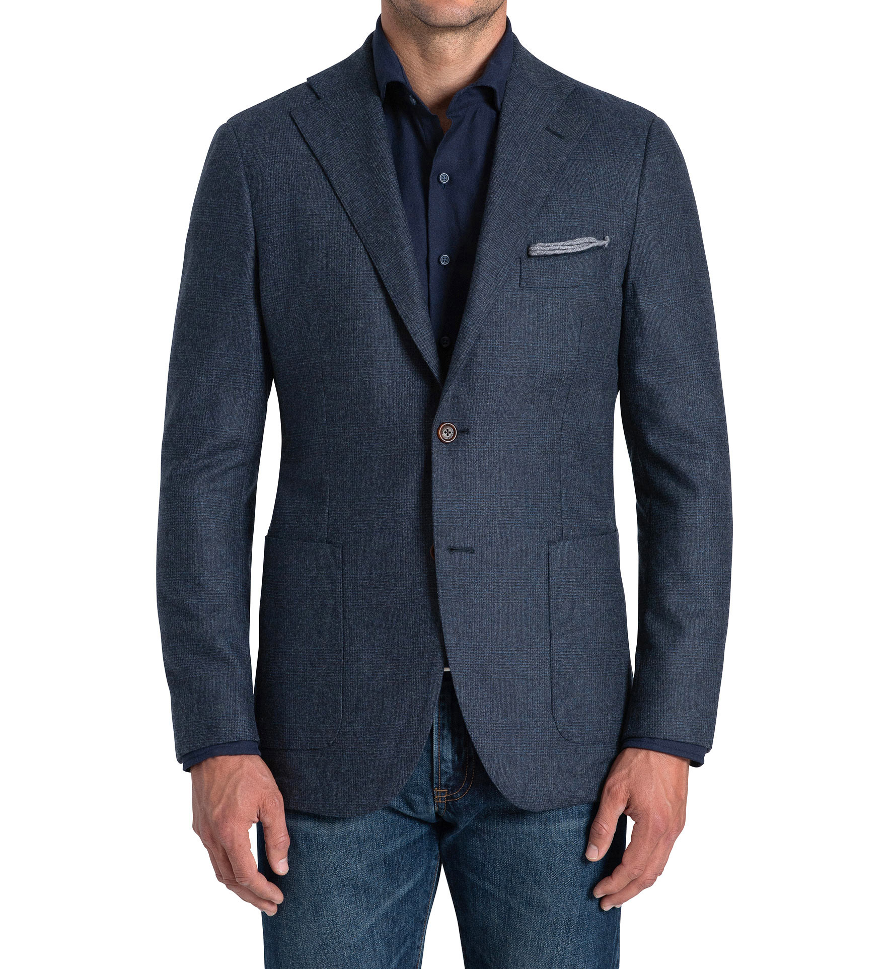 Bedford Slate Lightweight Wool Glen Plaid Jacket - Custom Fit Tailored ...