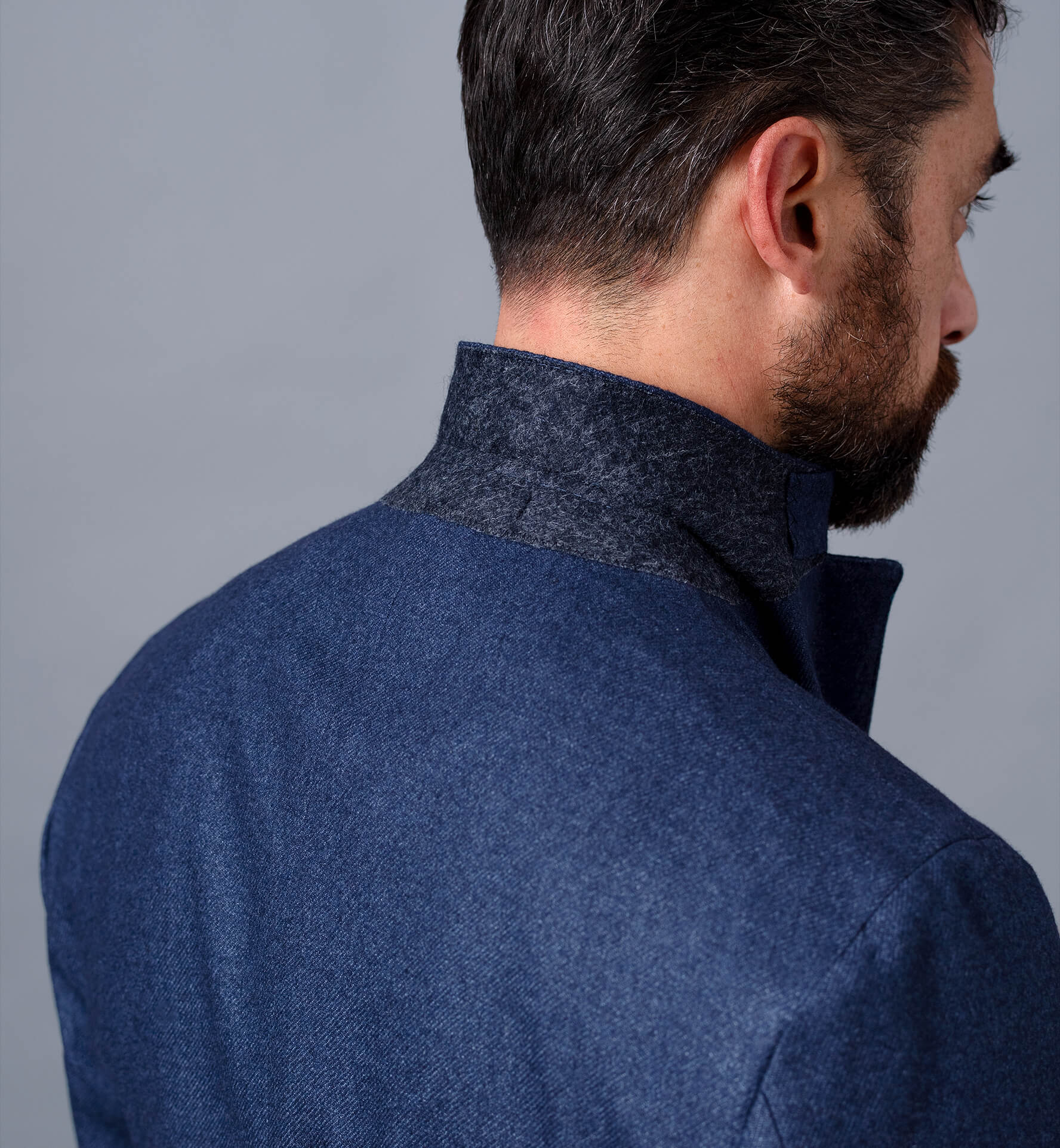 Bedford Ocean Blue Wool Silk and Cashmere Flannel Jacket - Custom Fit ...